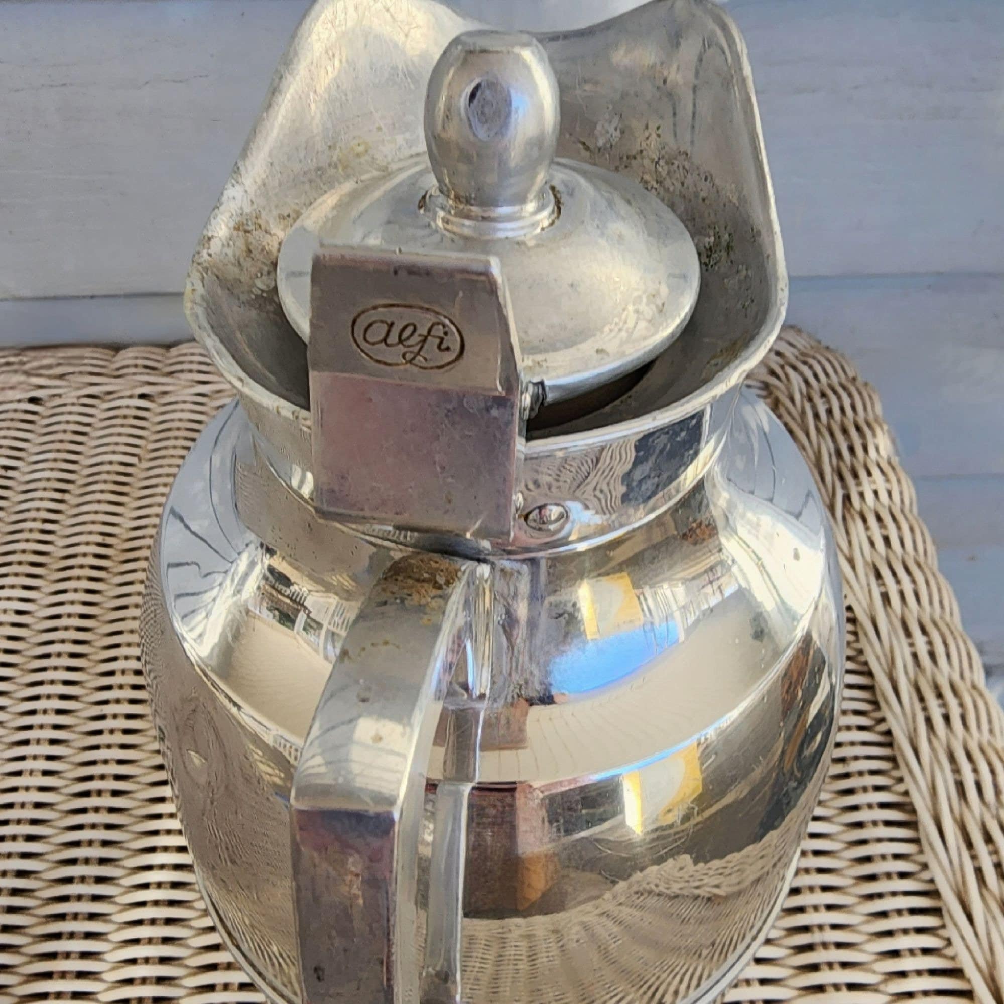 Rare 1950's Alfi Carafe West Germany 37 Oz 1.5L MCM Rustic Metal Coffee ...