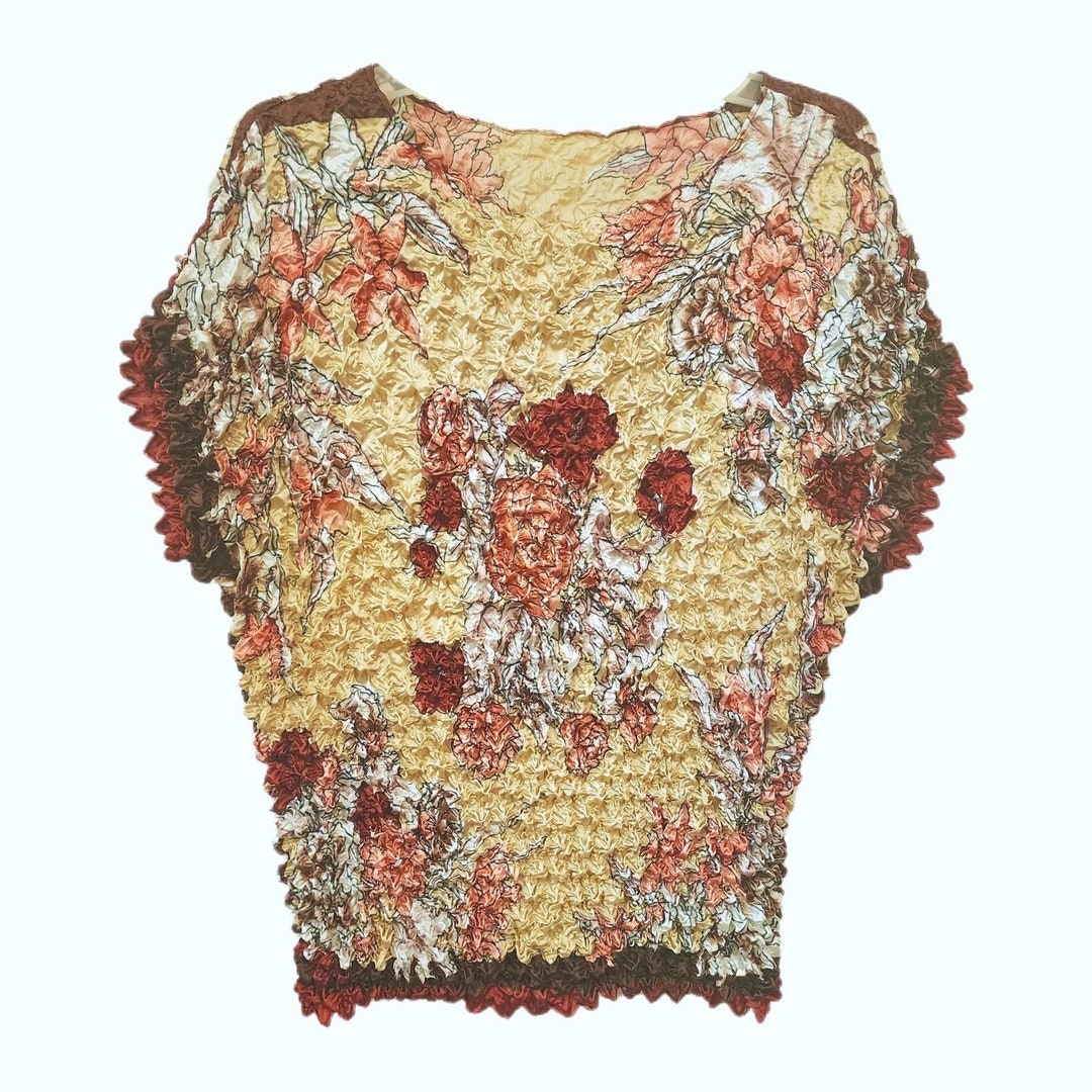 90s Y2K Popcorn Crinkle Bubble Shirt Scrunch Stretch Floral - Etsy