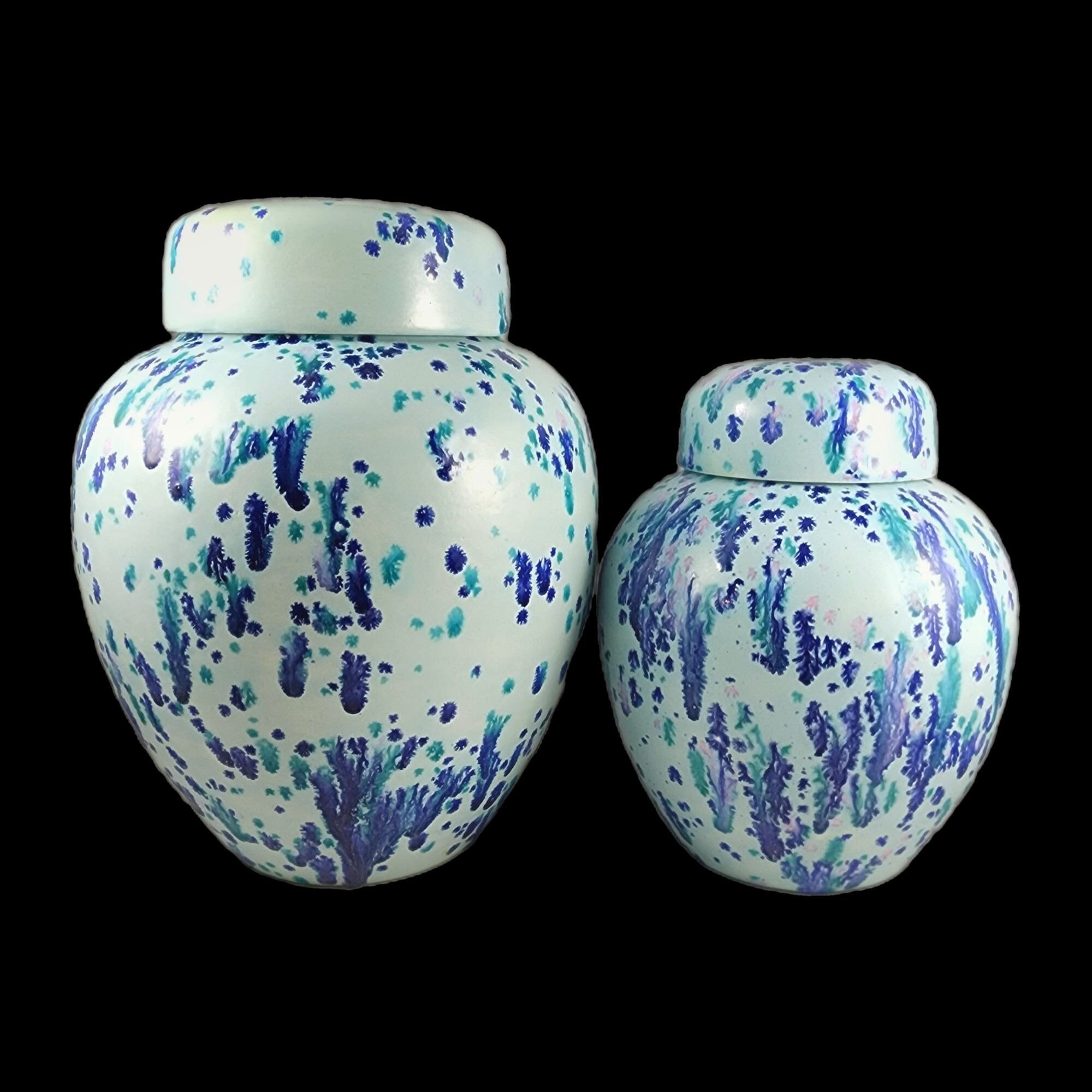 Vintage Ginger Jar Set Holland Mold 70s Artist Signed Drip Pottery ...