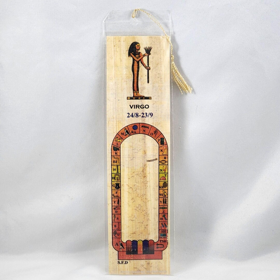 Vintage Egyptian Papyrus Bookmark Virgo Zodiac Hieroglyphics Hand ...