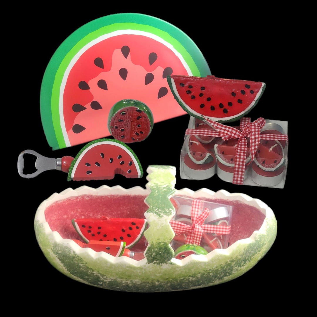 Vintage Watermelon Themed Gift Set 6pc Lot Decor Summer Signed Basket ...