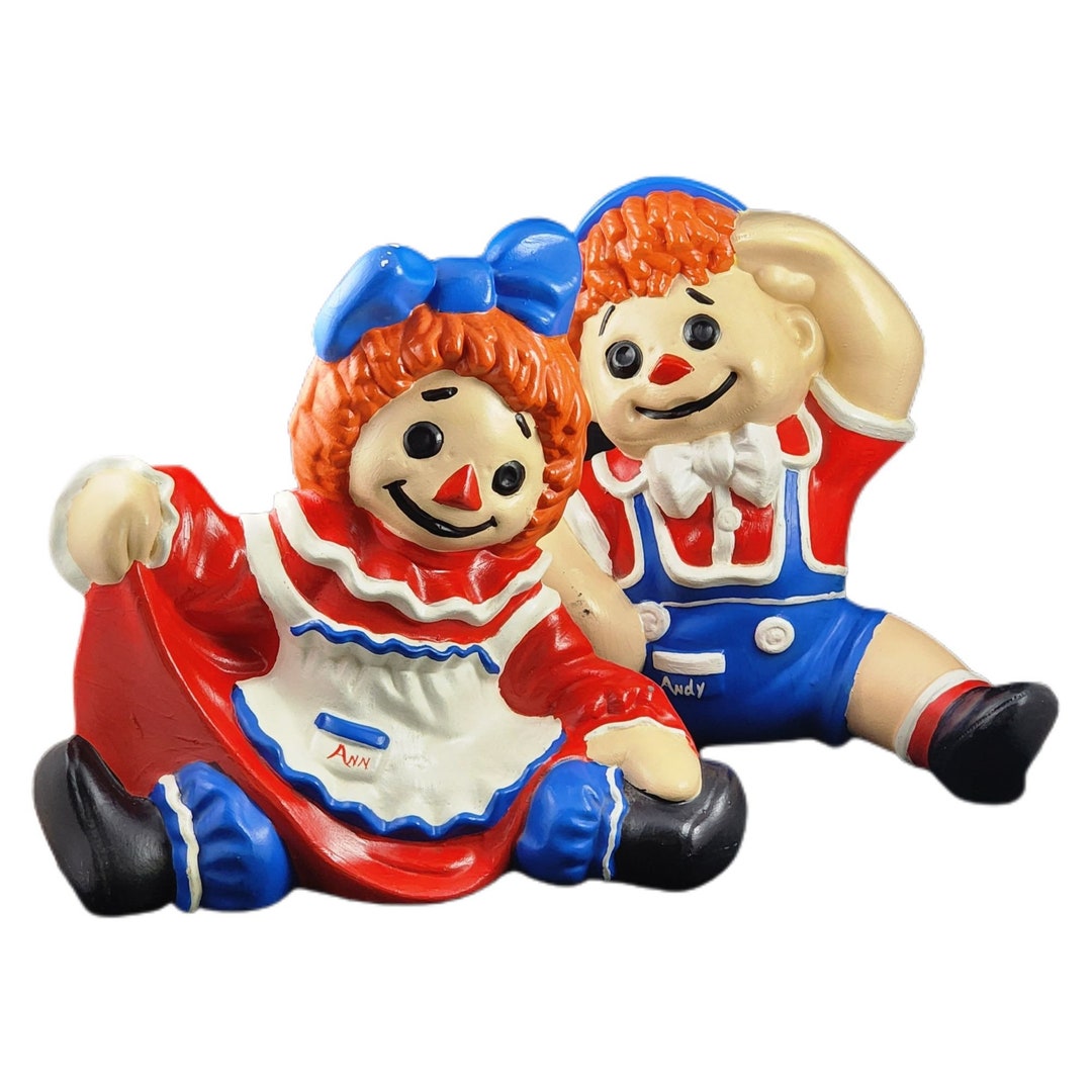 Vintage Raggedy Ann and Andy Figurine Set Ceramic Statues 1970 Byron ...