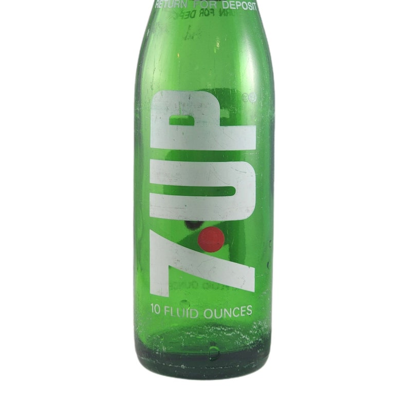 Vintage 7UP Bottle 10 Oz Collectable Retro Green Glass Soda Bottle ...