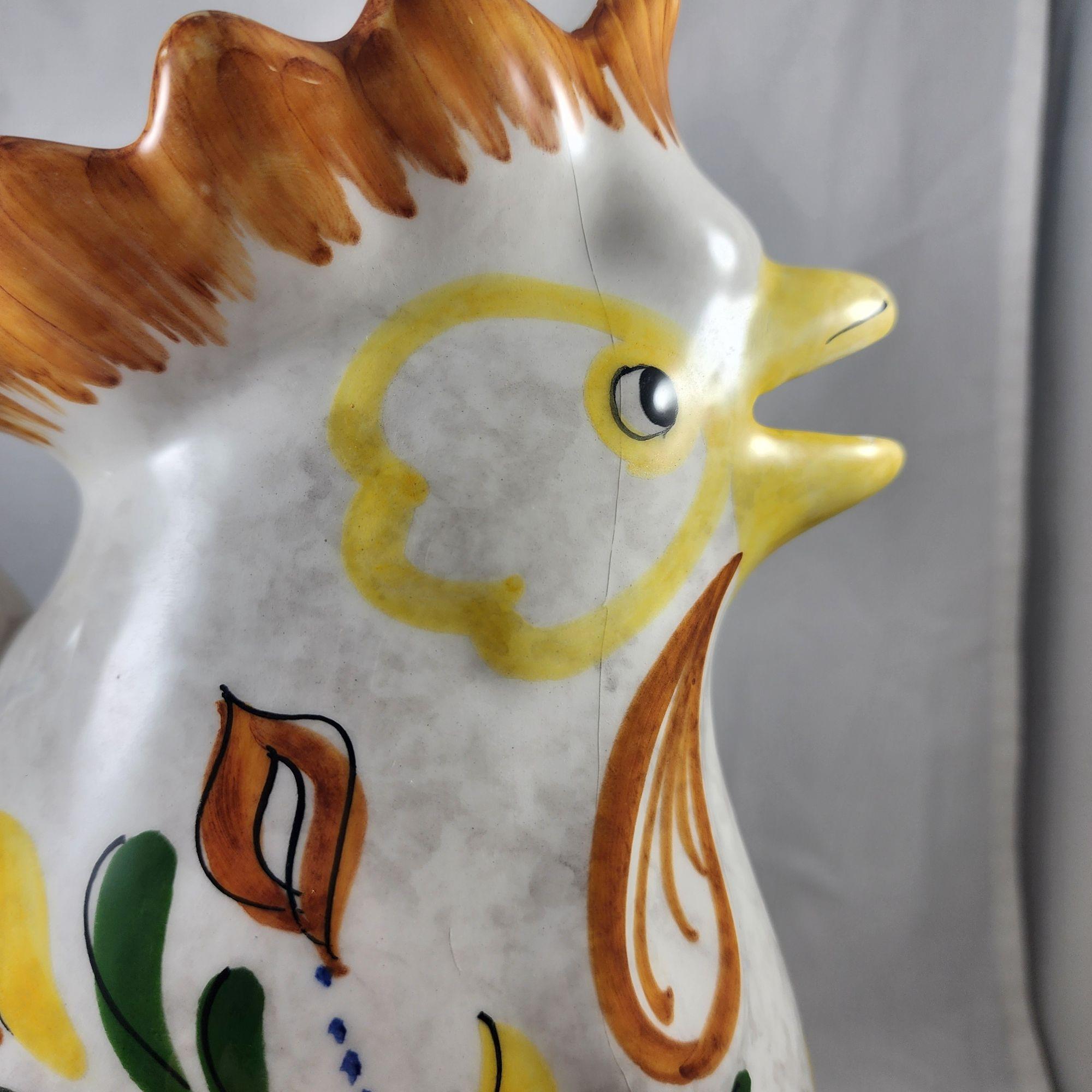 Rare Large Rooster Serving Pitcher 10" Decor Italy Deruta Italian ...