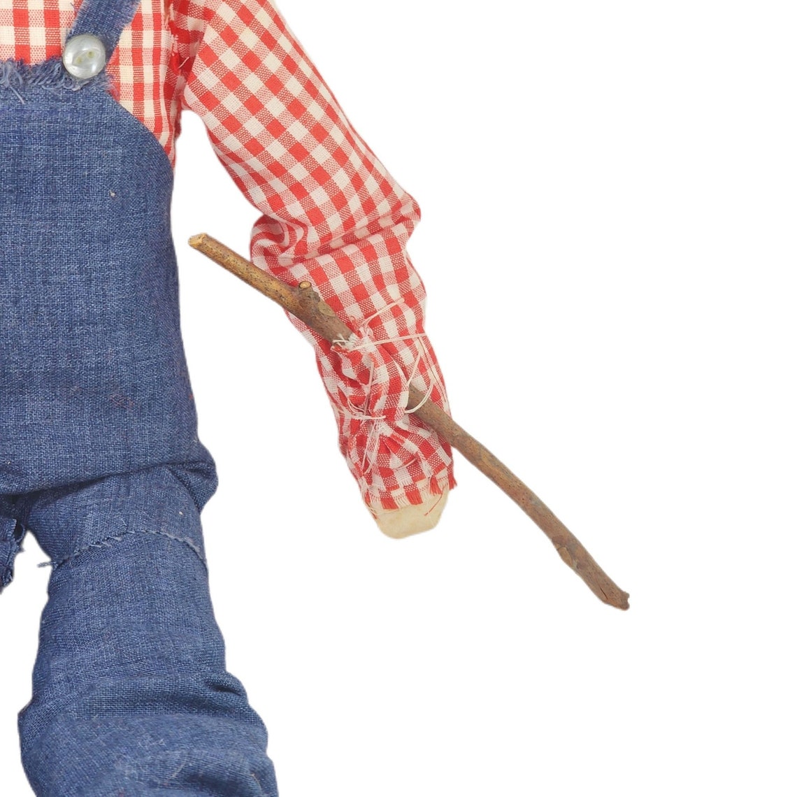 Antique Vintage Rag Doll Farmer With Straw Hat Handmade Scarecrow ...