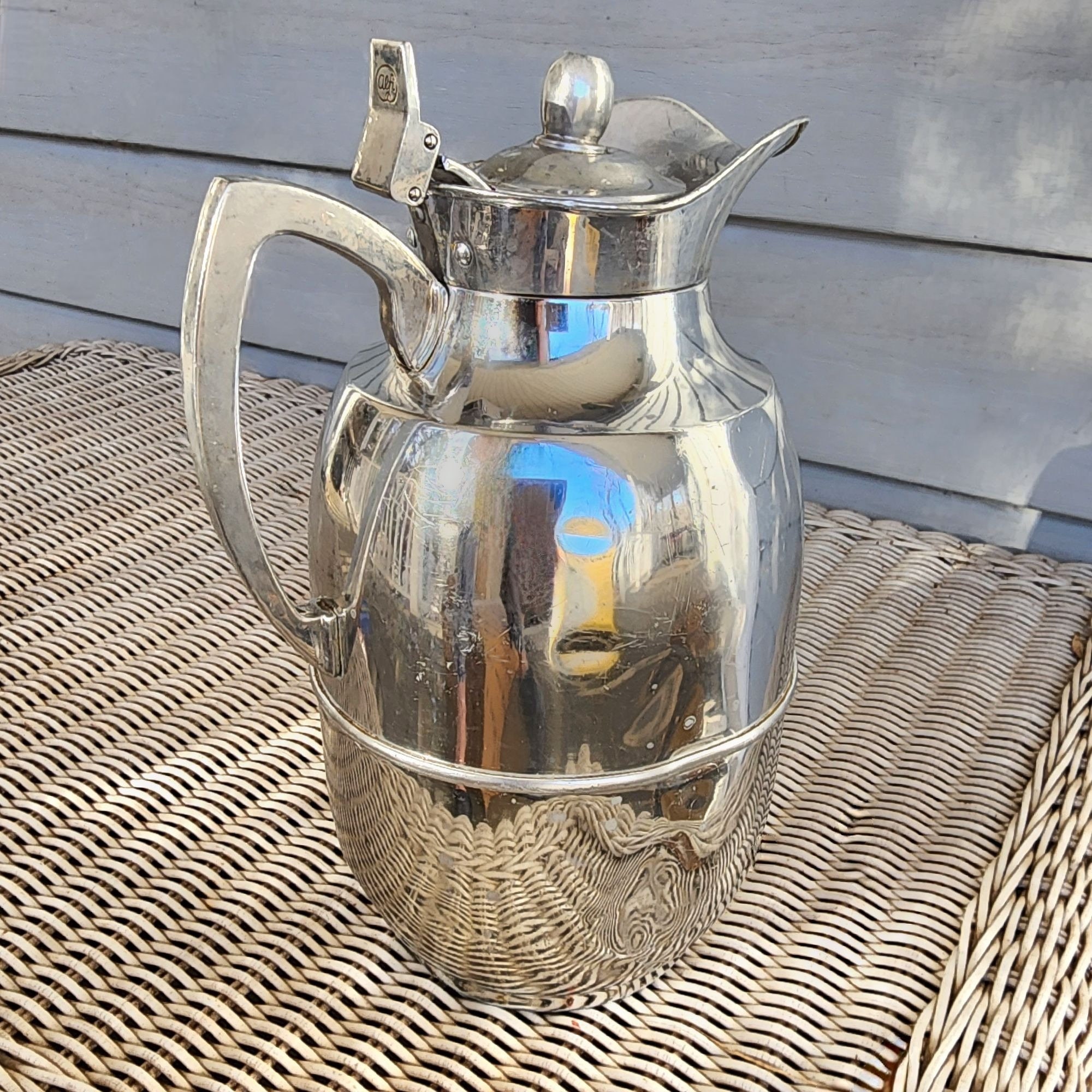 Rare 1950's Alfi Carafe West Germany 37 Oz 1.5L MCM Rustic Metal Coffee ...