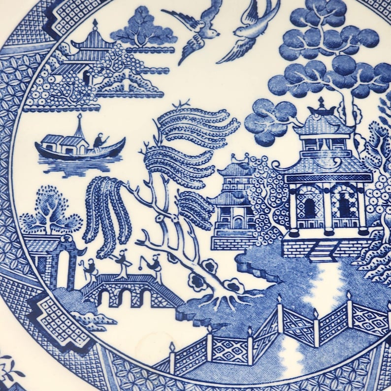 Churchill Blue Willow Dinner Plate 10" Replacement China Staffordshire ...