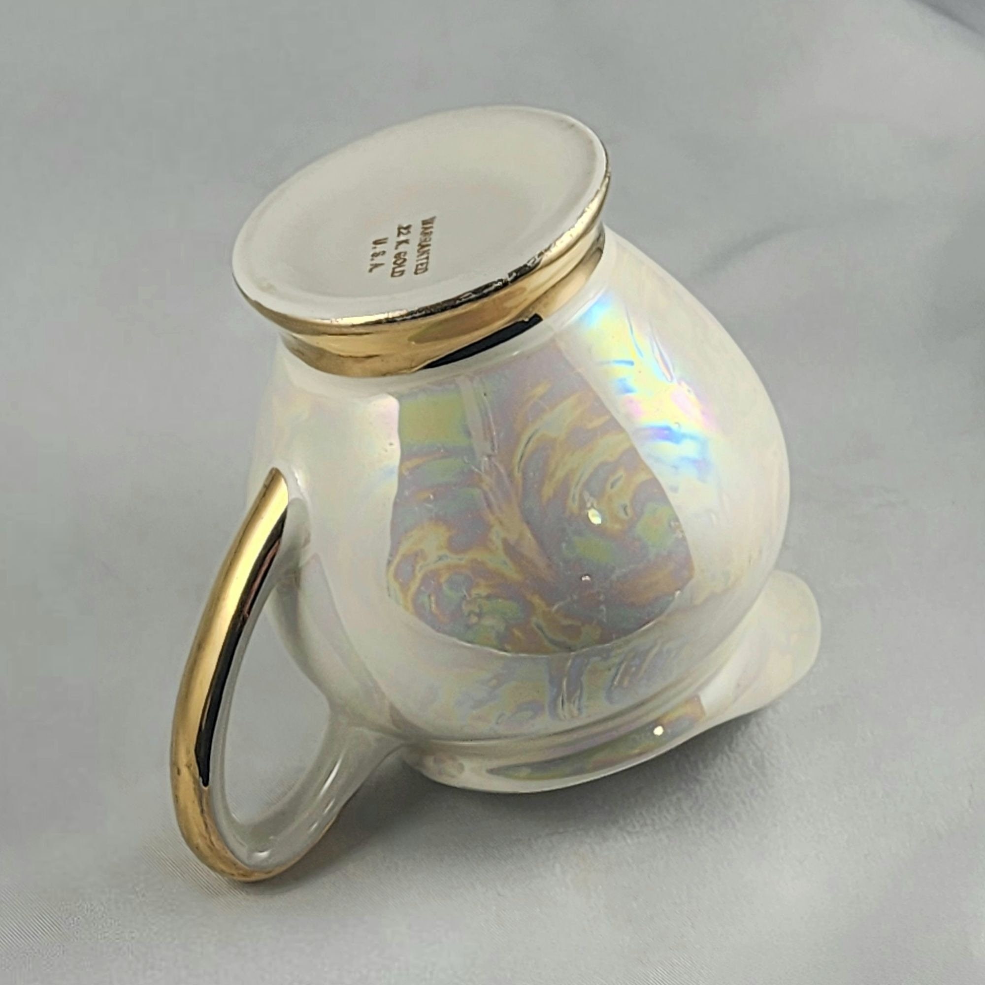 Vintage Lusterware Creamer 22k Gold Warranted Opalescent Porcelain Cg ...