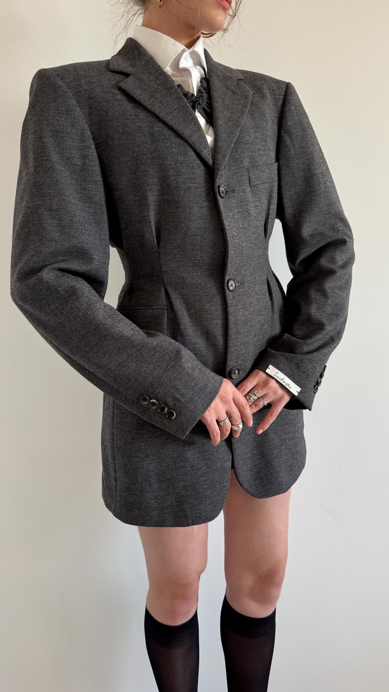 Elegant Upcycled Hugo Boss Suit Set for Women, Upcycled 4 Piece Mini ...