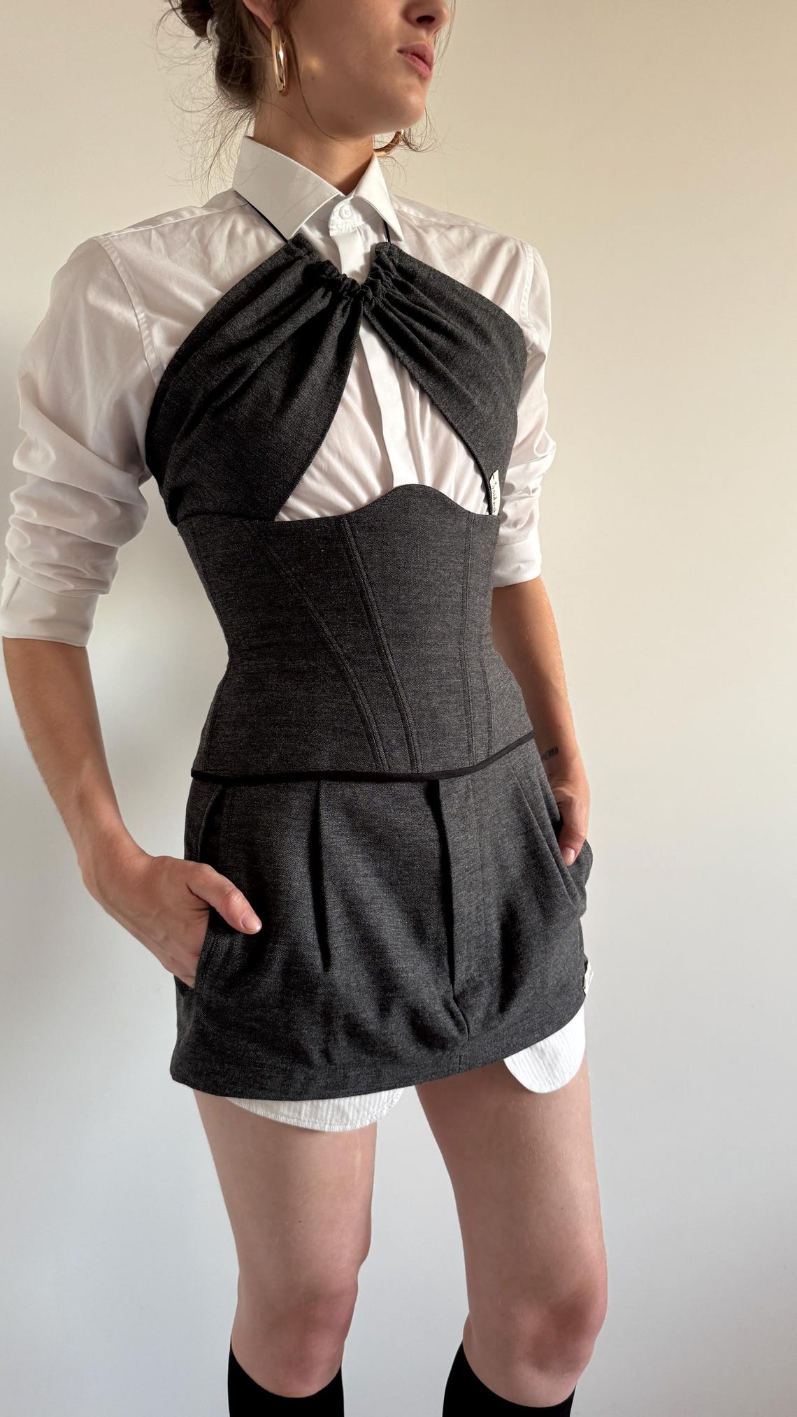 Elegant Upcycled Hugo Boss Suit Set for Women, Upcycled 4 Piece Mini ...