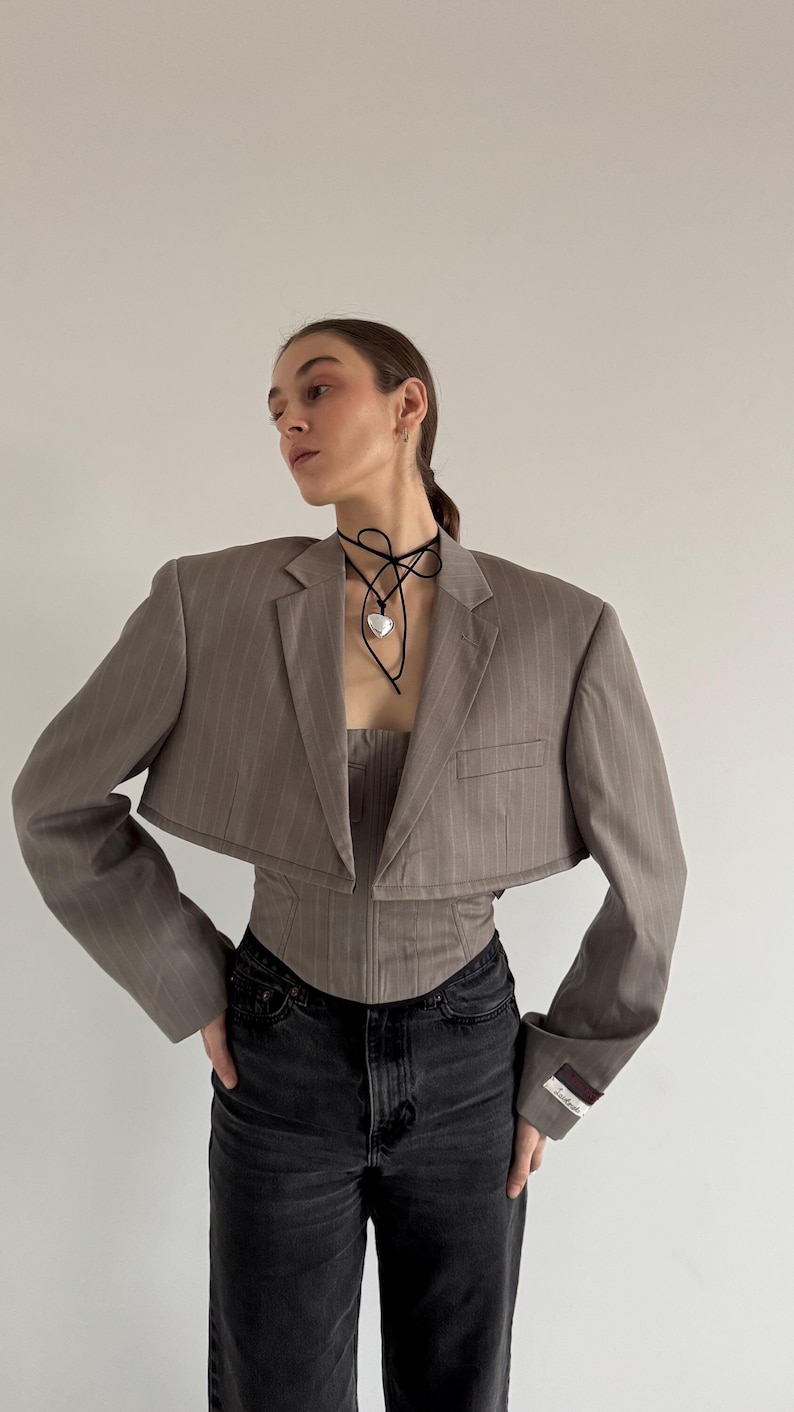Handmade Women's Blazer - Upcycled Classic Jacket, Trendy Two-piece ...