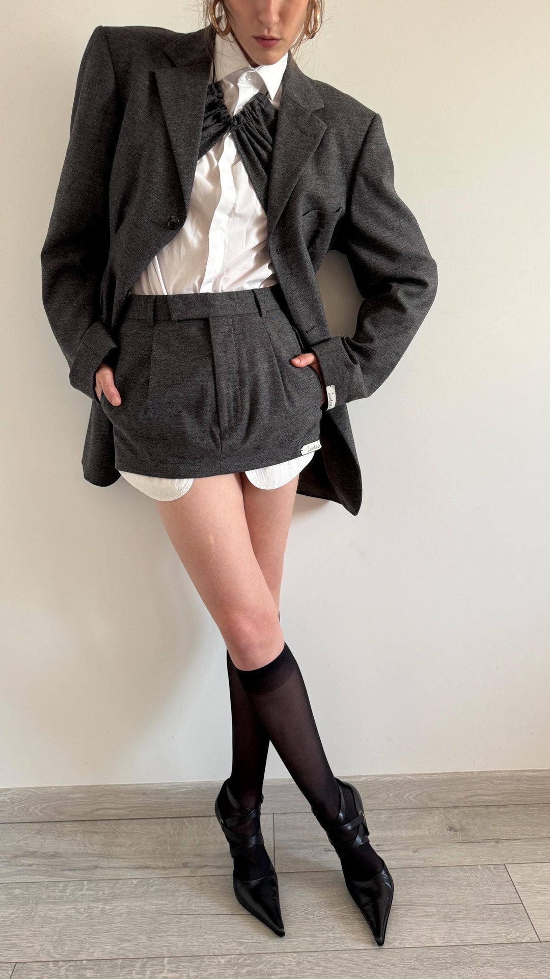 Elegant Upcycled Hugo Boss Suit Set for Women, Upcycled 4 Piece Mini ...
