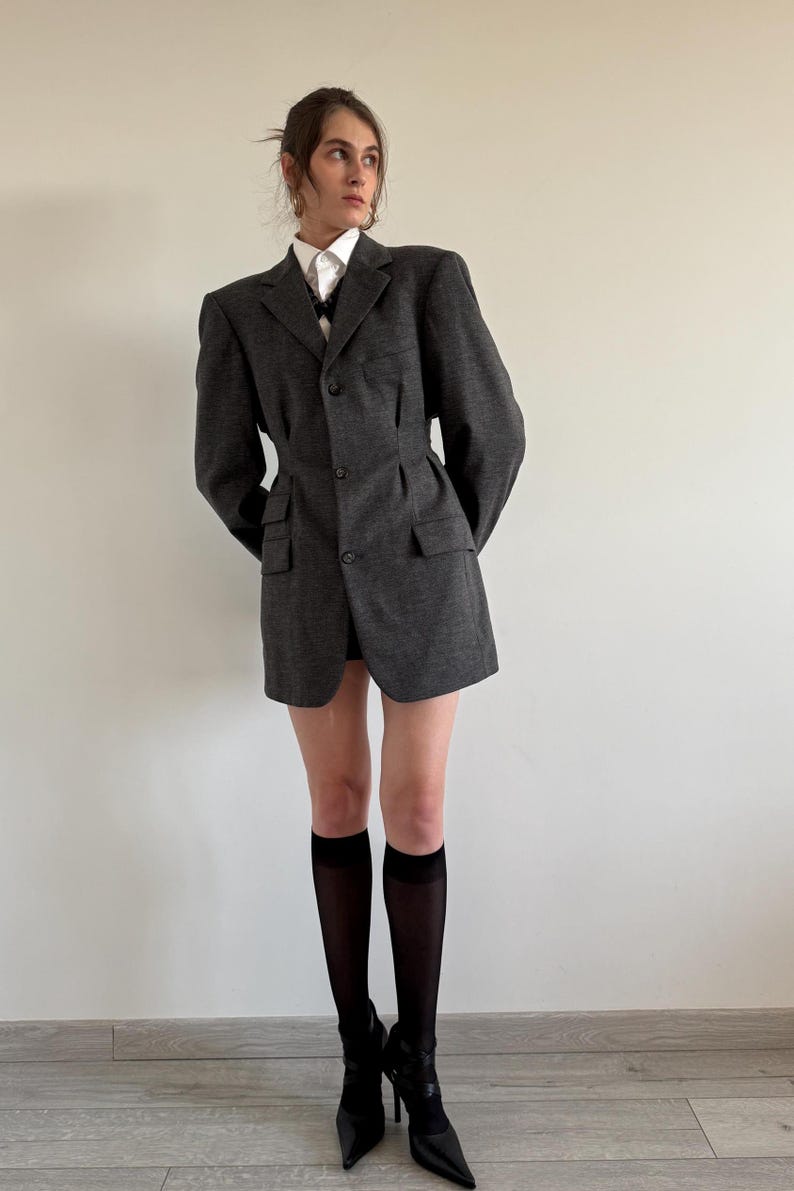 Elegant Upcycled Hugo Boss Suit Set for Women, Upcycled 4 Piece Mini ...