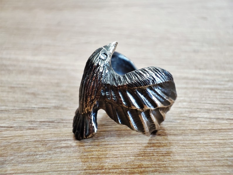 925 Sterling Silver Raven Ring With Wings: Wildlife Crow Jewelry - Etsy