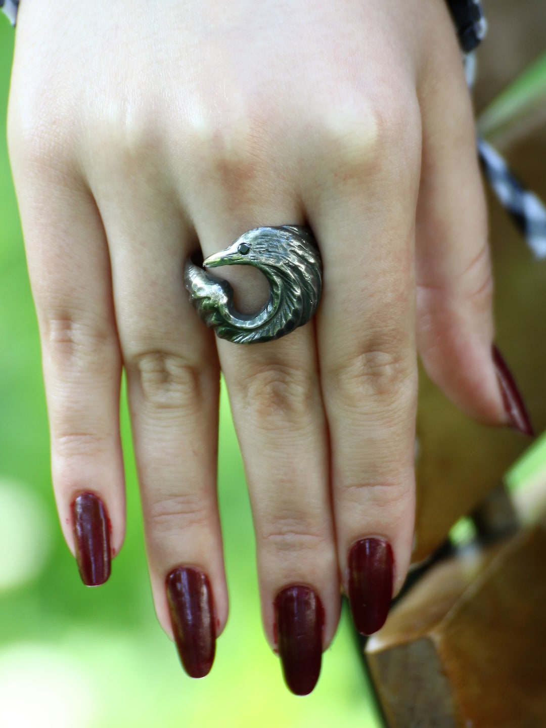 925 Sterling Silver Raven Ring With Stone Eyes, Sterling Raven Ring ...