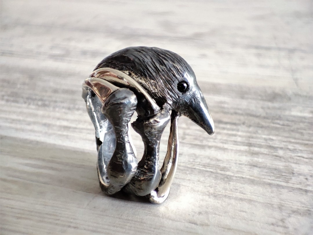 925 Sterling Silver Raven Ring: Occult Wildlife Ring for Man and Women ...