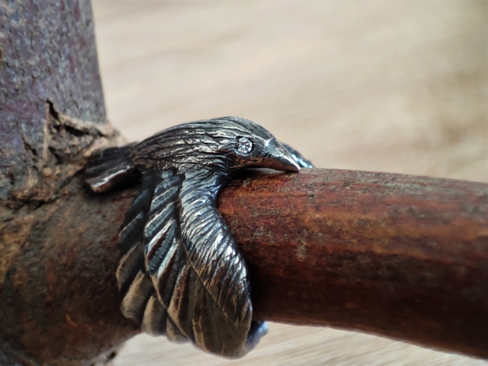 925 Sterling Silver Raven Ring With Wings: Wildlife Crow Jewelry - Etsy