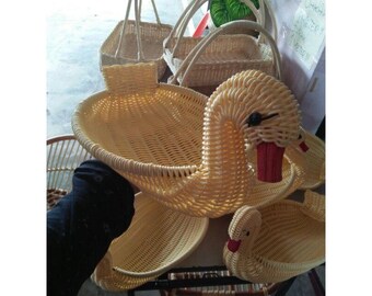 Wicker Swan Basket - Etsy