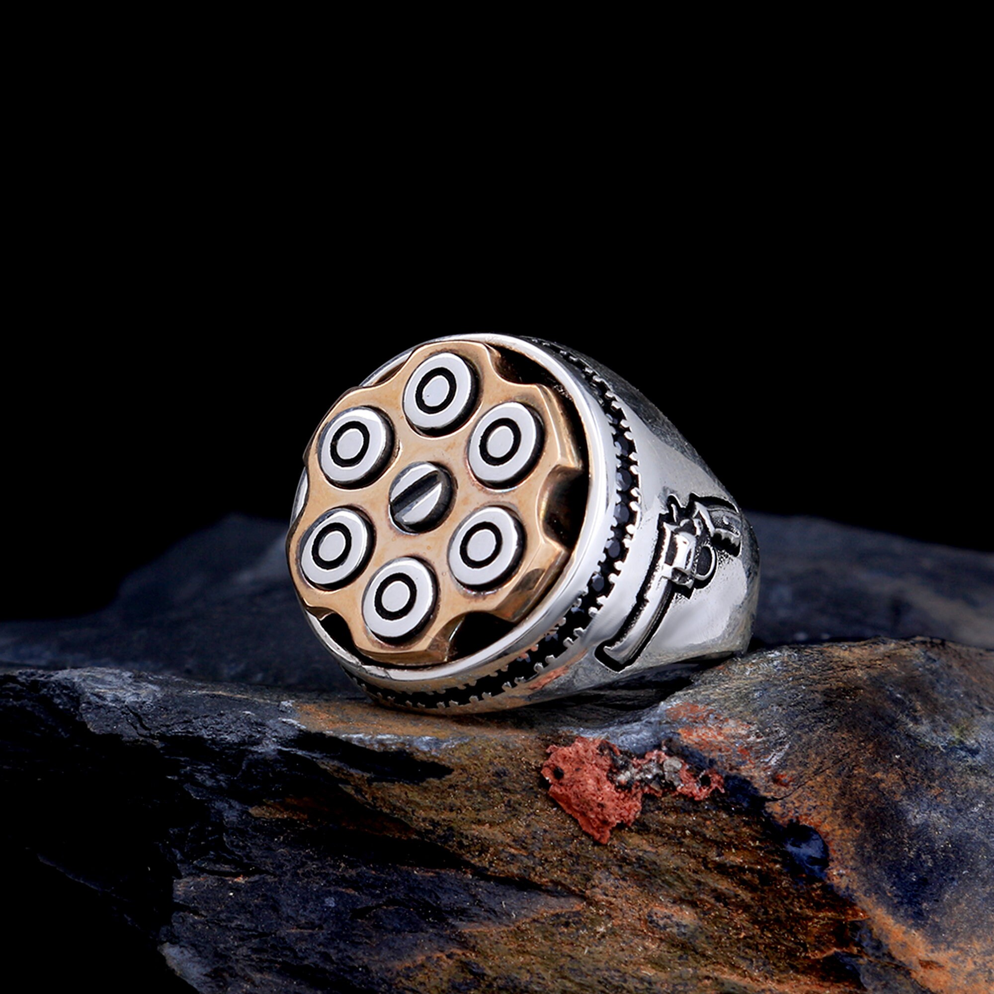 Magnum Revolver Men Ring , Handgun 925 Sterling Silver Ring , Handmade ...