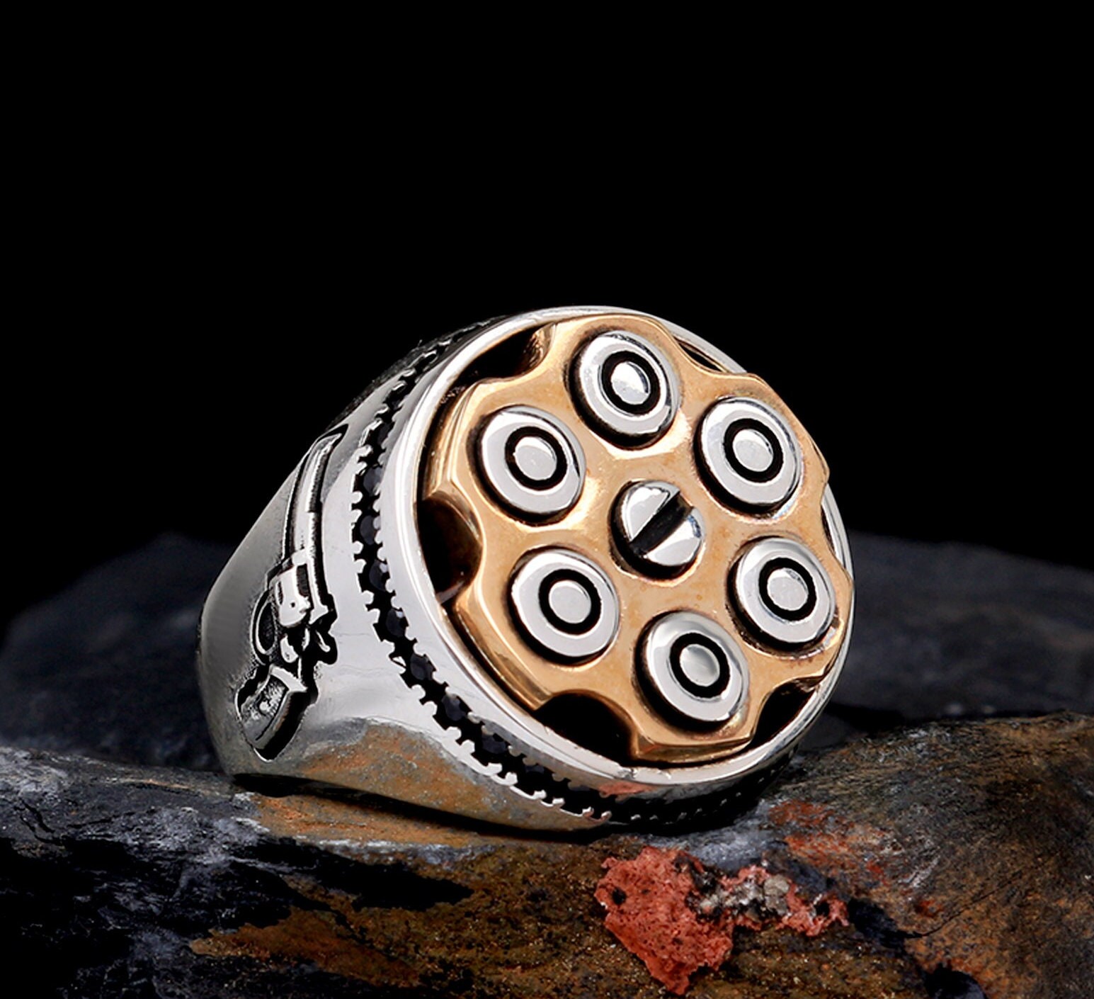 Magnum Revolver Men Ring , Handgun 925 Sterling Silver Ring , Handmade ...