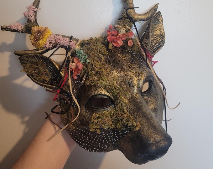 Custom Shaman's Mask, Deer Leather, Glass Crow Beads, Shamanic Eye ...