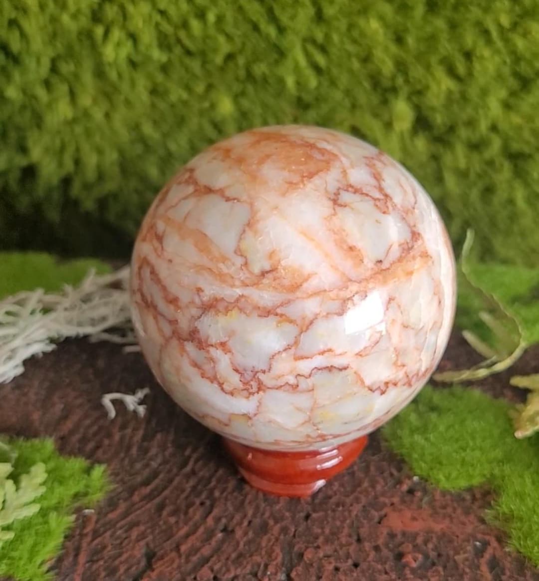 60mm Red Vein Jasper Crystal Sphere Network Jasper Gridding Stone Grid ...
