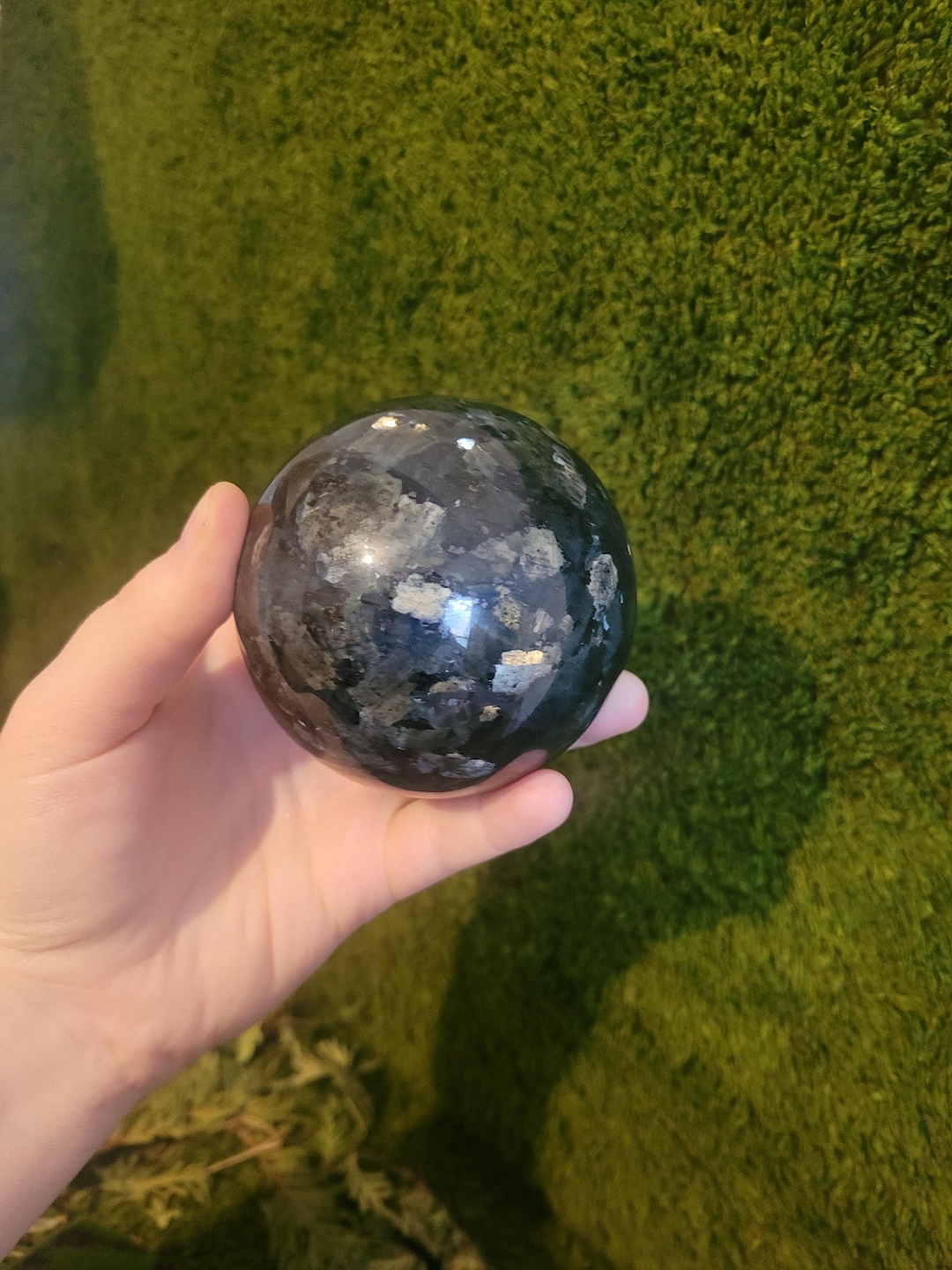 80mm Huge Larvikite Sphere Stone Crystal Carving Crystal Ball Extra ...