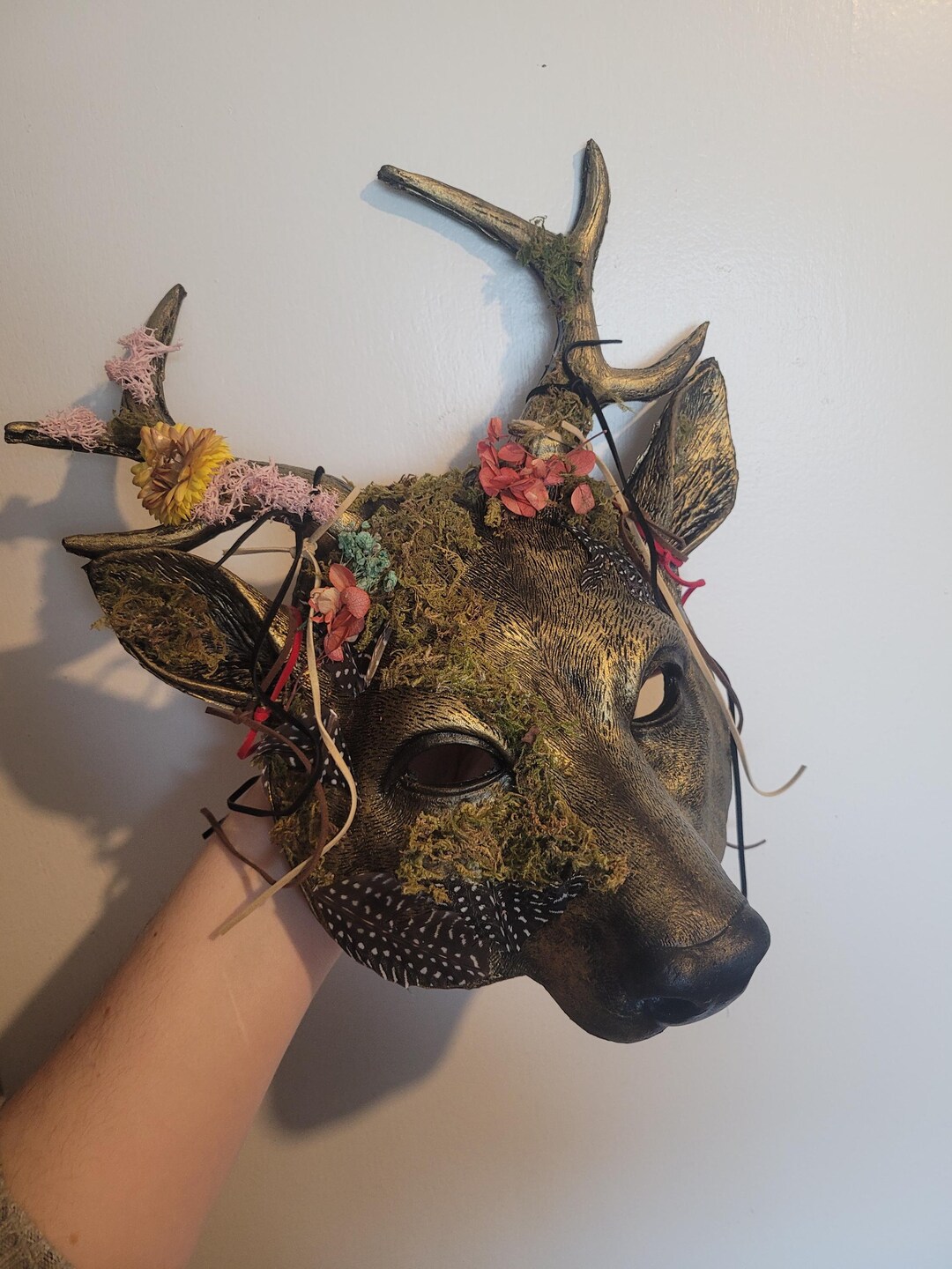 Deer Mask Antlers Skull Pagan Ritual Beltane May Day Festivals Costume ...