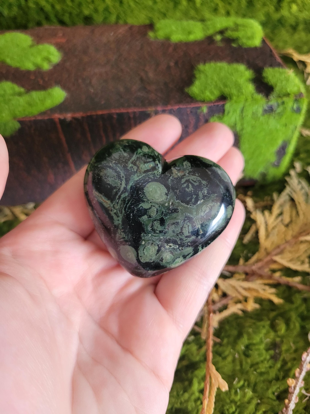 Kambaba Jasper Heart Heart Peacock Eye Stone Crystal Carving - Etsy