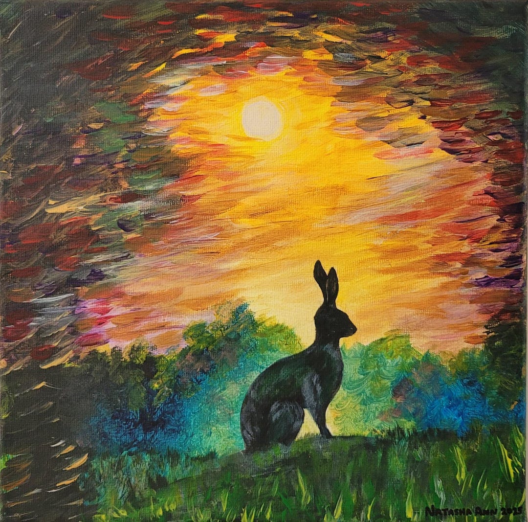 Original Painting Celtic Hare Rabbit Impressionism Ostara Sabbat Easter ...