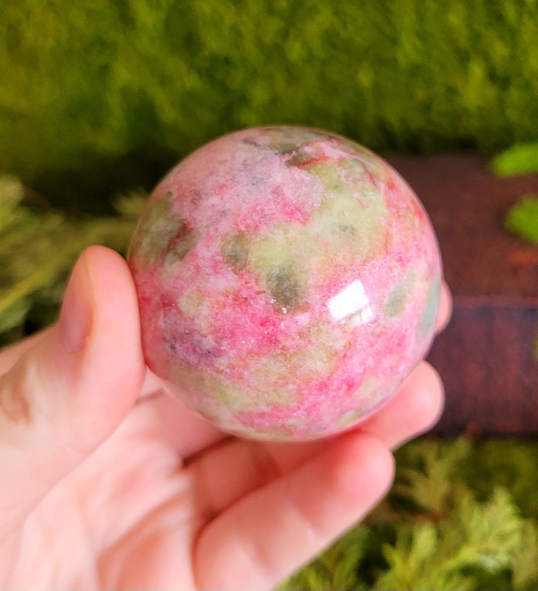 50mm Pink Thulite Crystal Sphere | Polished Thulite Crystal Gemstones ...