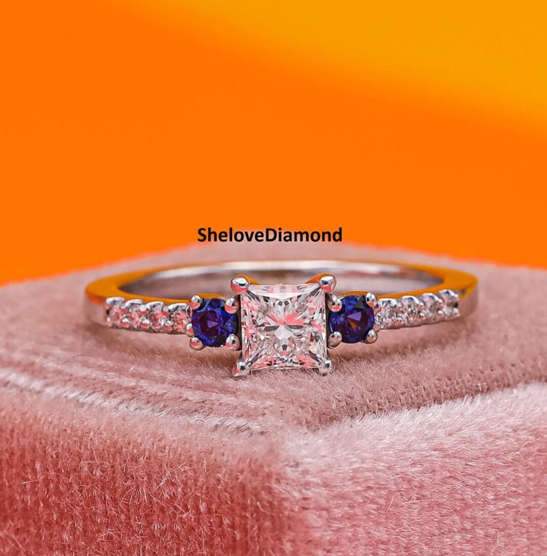 Princess Cut Wedding Ring Solitaire Anniversary Ring 925 Sterling Silver Ring Simulated Diamond
