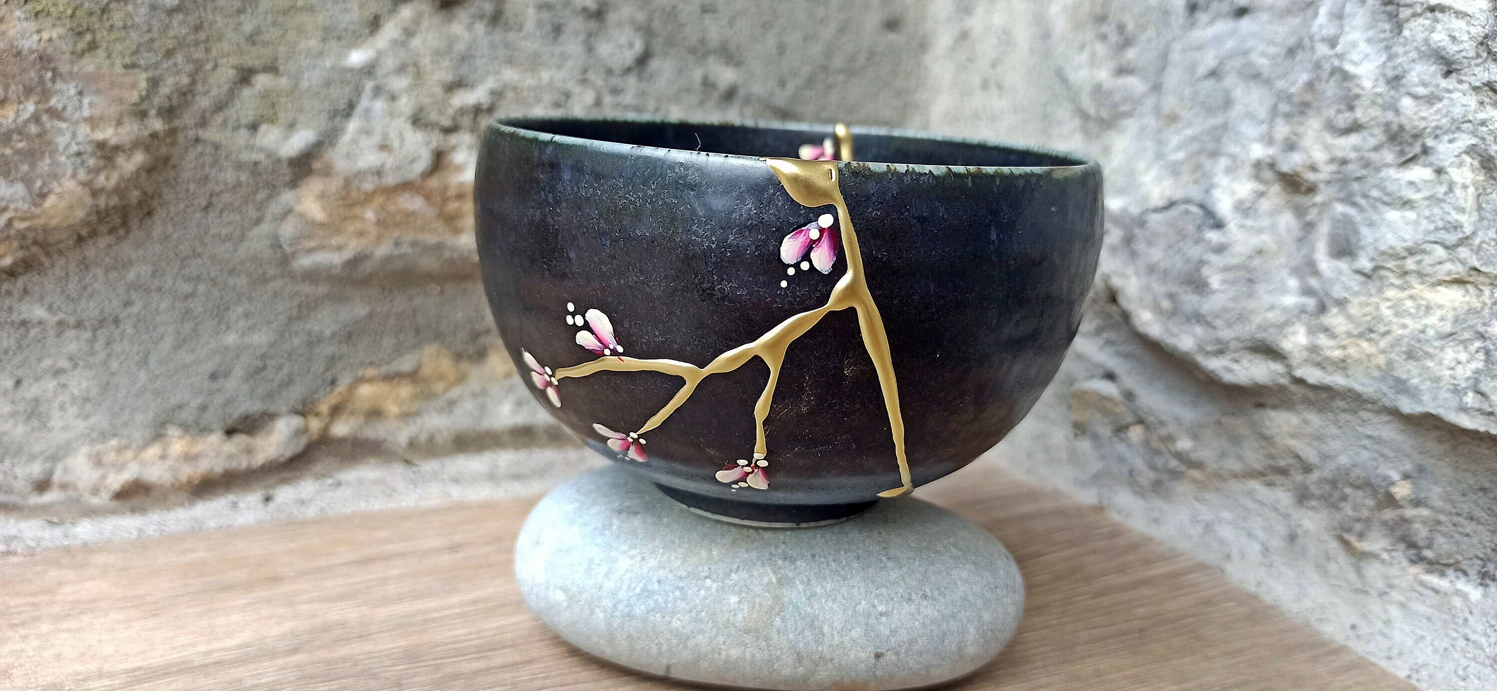 Kintsugi Bowl Hand Painted Flowers - Etsy