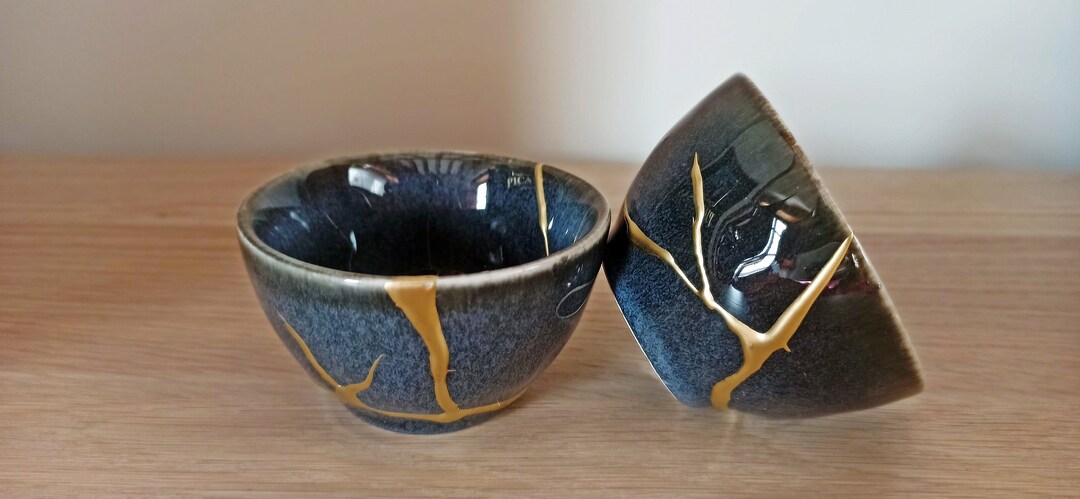 TWO KINTSUGI Ceramic Bowl REF 016 - Etsy