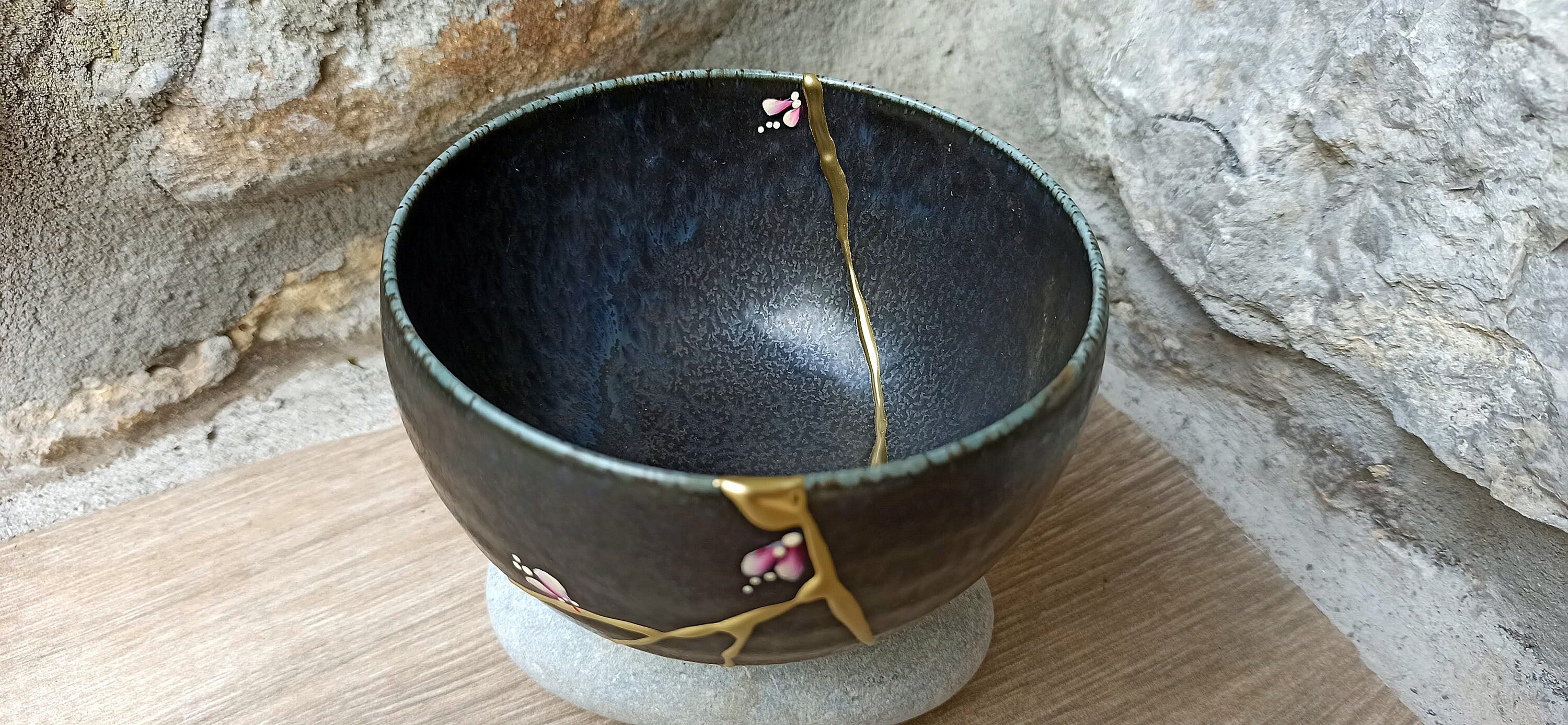 Kintsugi Bowl Hand Painted Flowers - Etsy