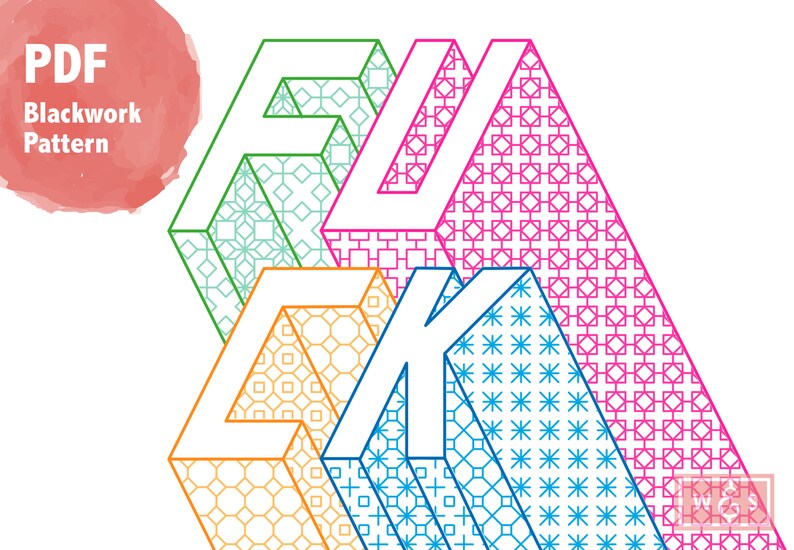 Fck A Modern rather Sweary Blackwork Embroidery Pattern - Etsy