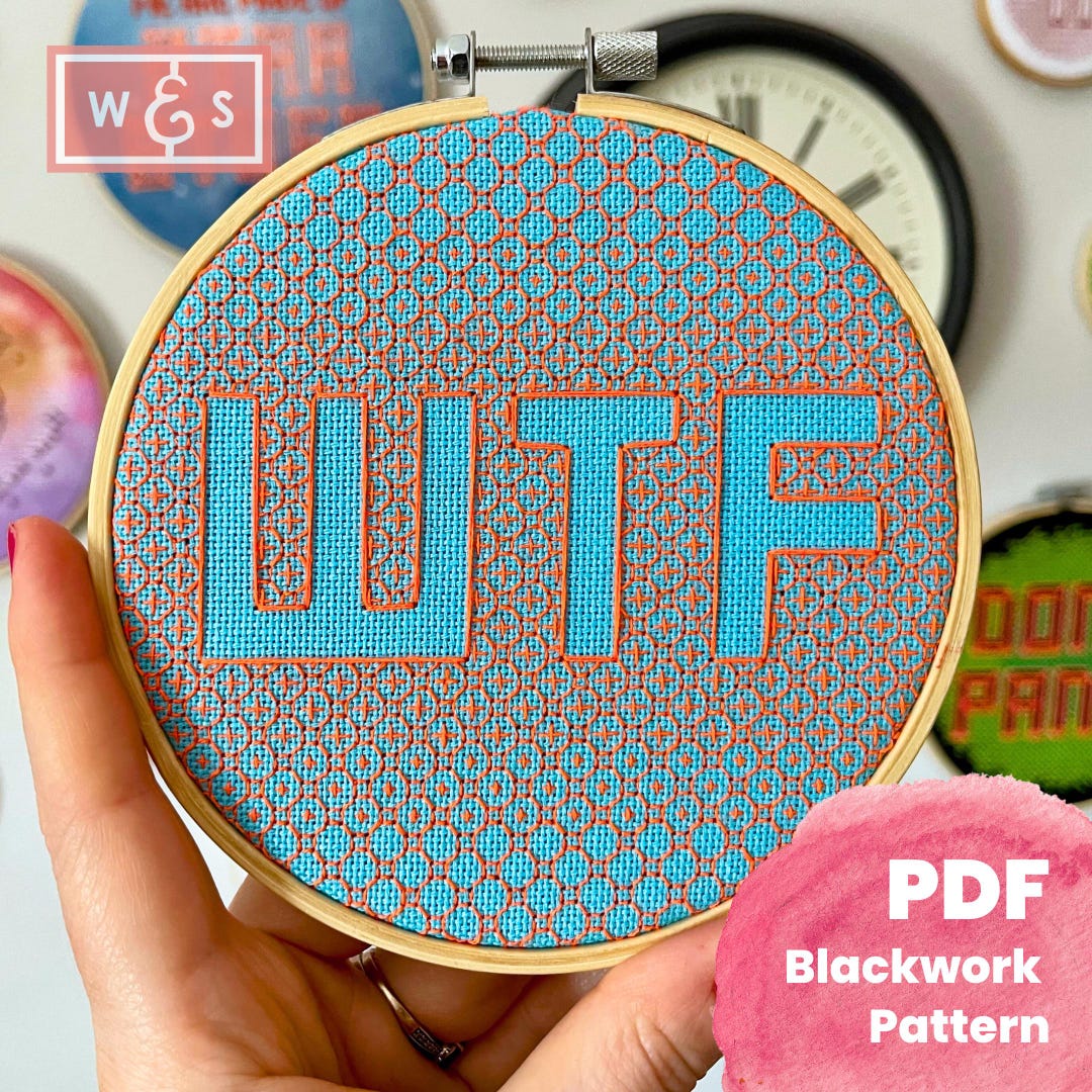 WTF - A Modern (sweary) Blackwork Embroidery Pattern - Etsy