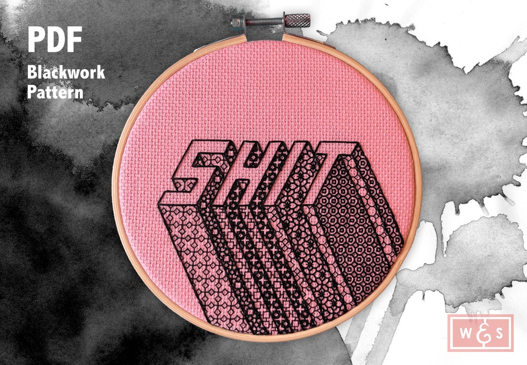 Sht A Modern sweary Blackwork Embroidery Pattern - Etsy