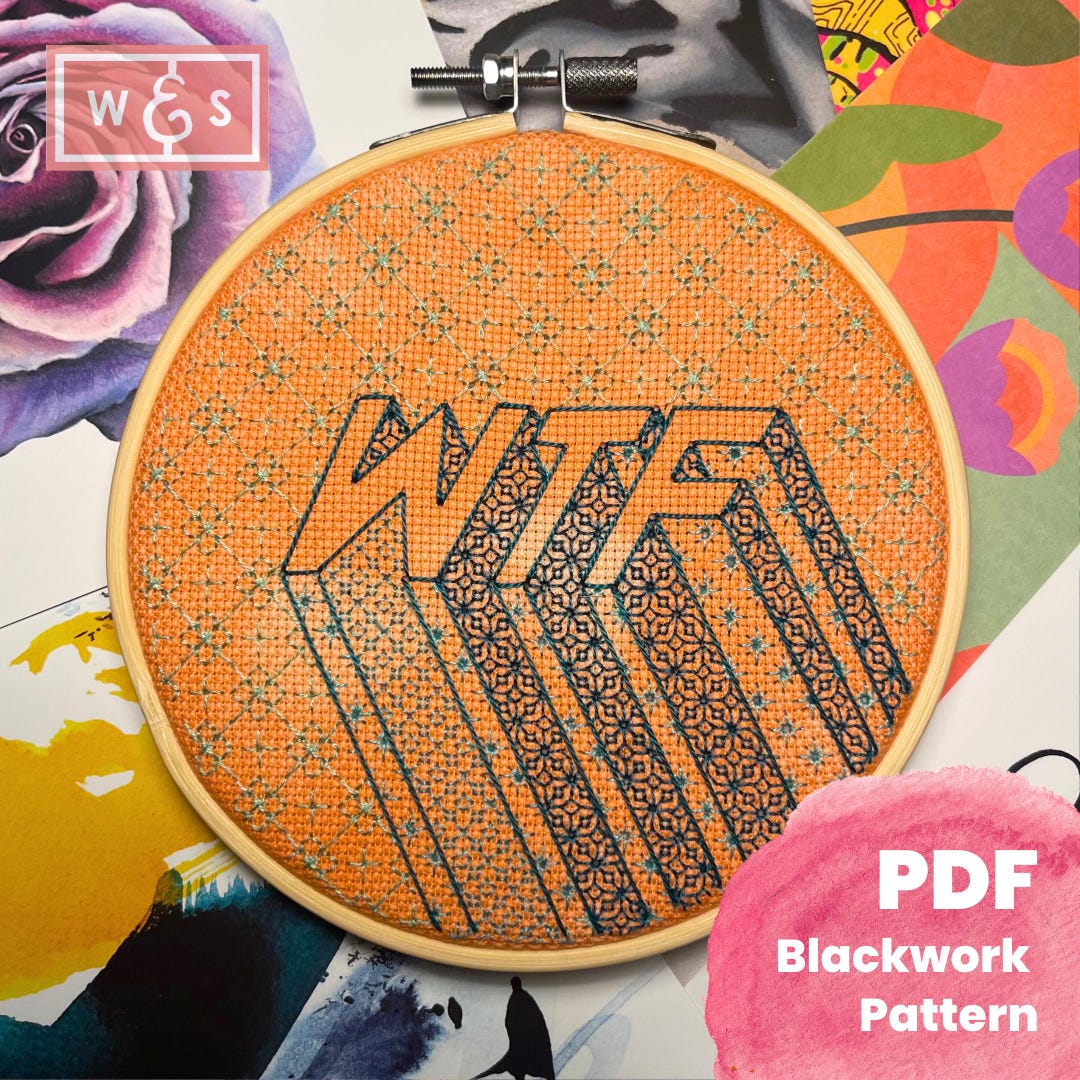 What the F*ck - A Modern (sweary) Blackwork Embroidery Pattern - Etsy