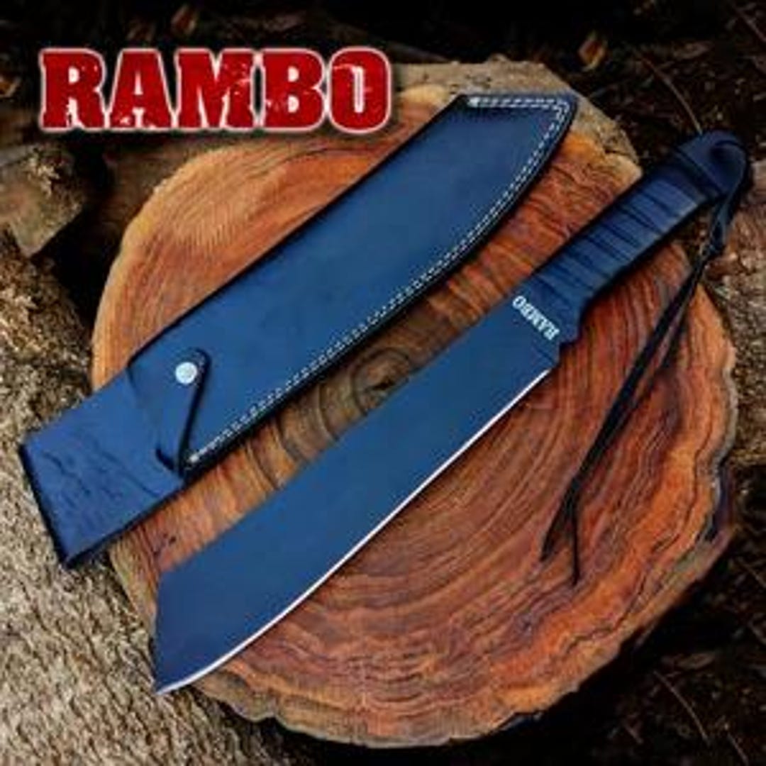 Handmade Rambo IV Machete Replica Knife With Leather Sheath ...