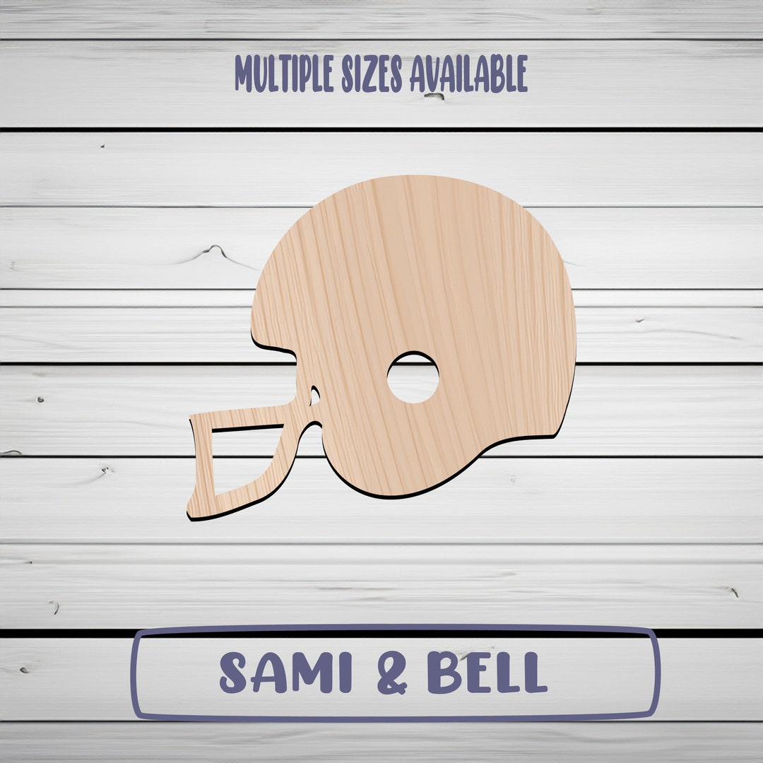 Football Helmet Wood Cutout Laser Cut Unfinished Wood Shapes, Wood ...