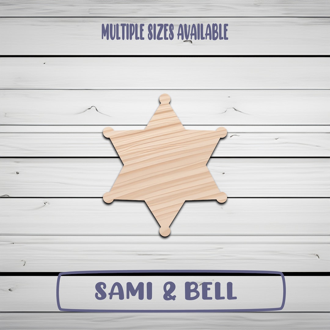 Sheriff Badge Cutout Laser Cut Unfinished Wood Shapes, Wood Cutouts ...