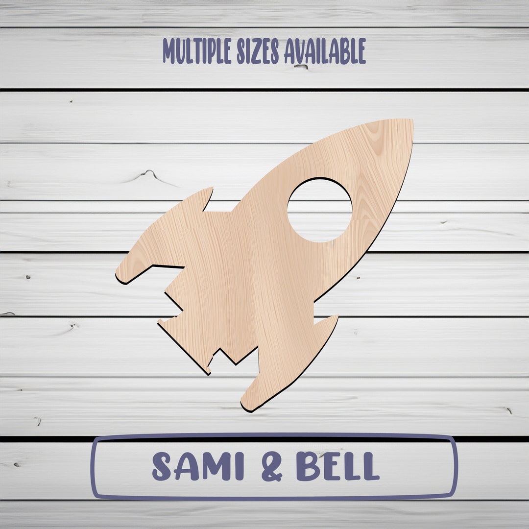 Rocket Ship Cutout Laser Cut Unfinished Wood Shapes, Wood Cutouts, Wood ...