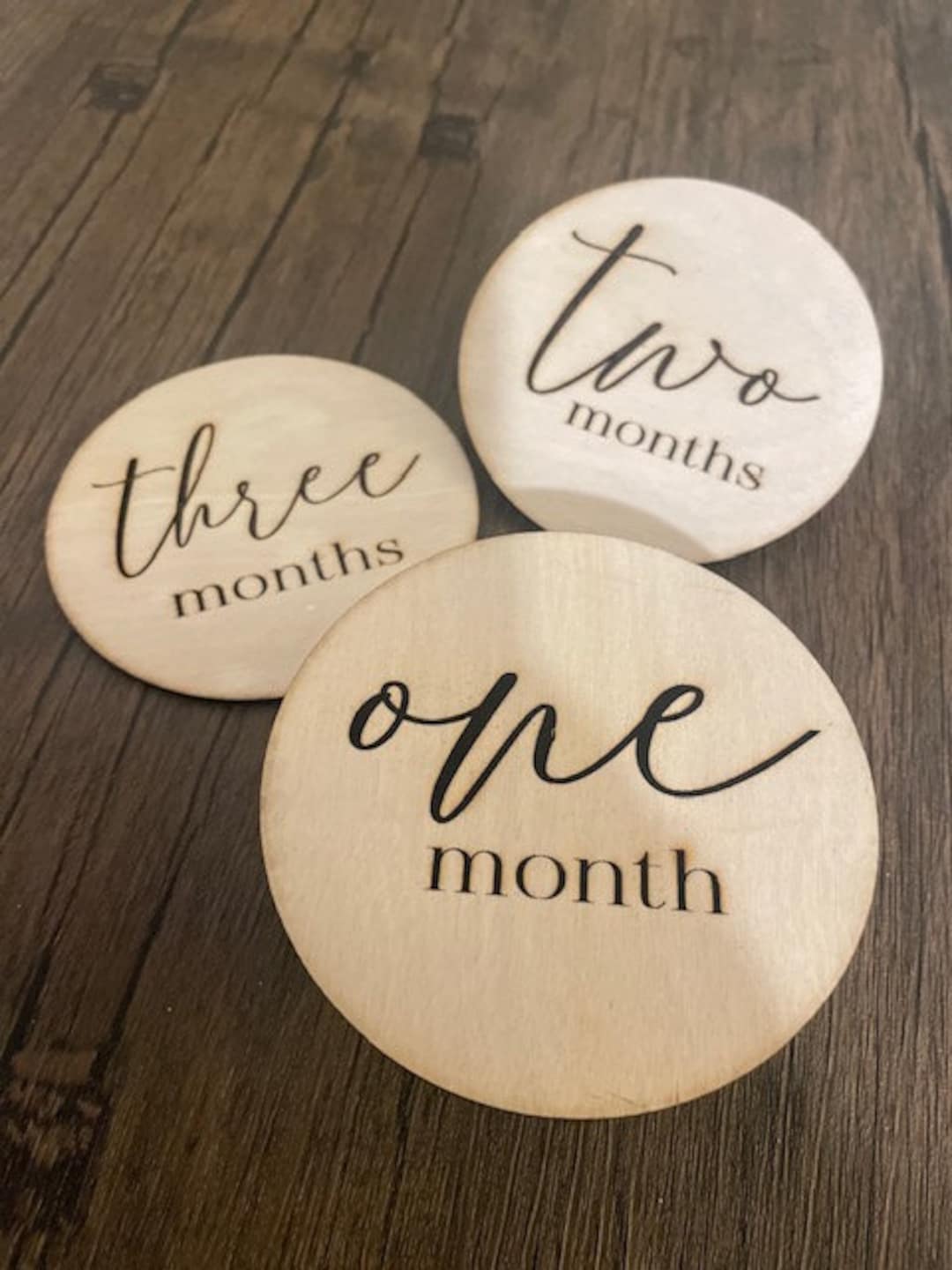 Monthly Milestone Marker Set, Engraved Wooden Monthly Milestone Markers ...