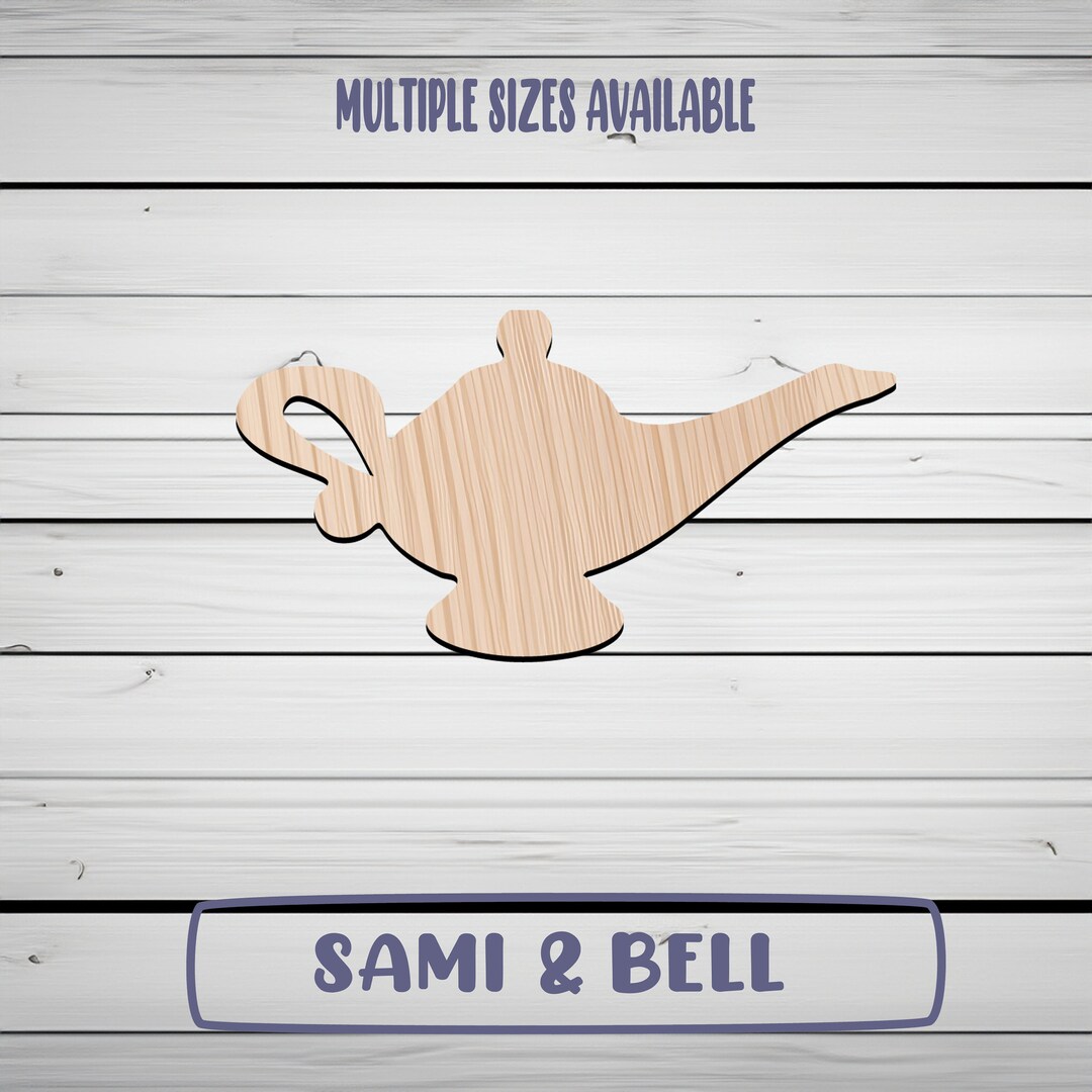 Genie Lamp Wood Cutout Laser Cut Unfinished Wood Shapes, Wood Cutouts ...