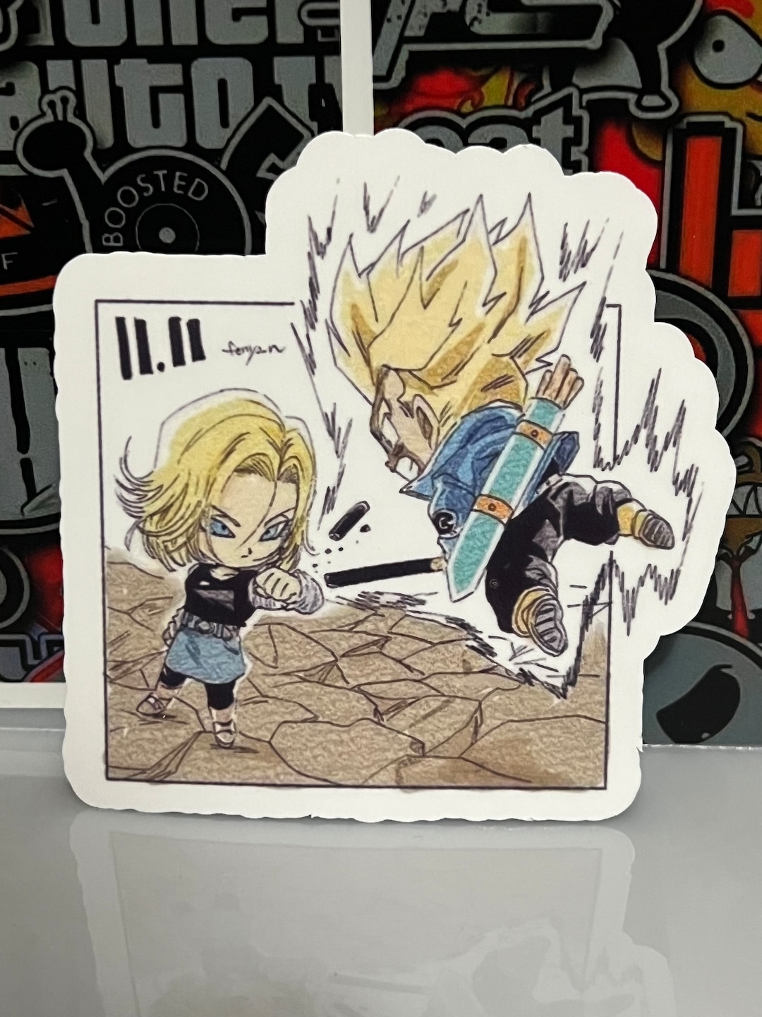 Trunks Vs Android 18 Sticker Color Pencil Style - Etsy
