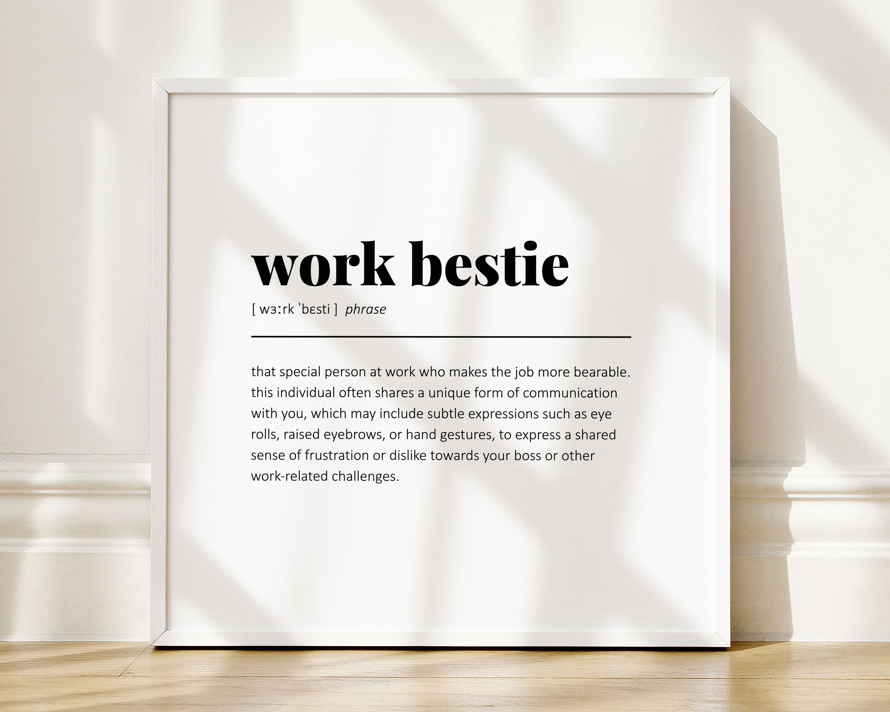 Work Bestie Digital Download Print Square Art Prints Funny Office ...