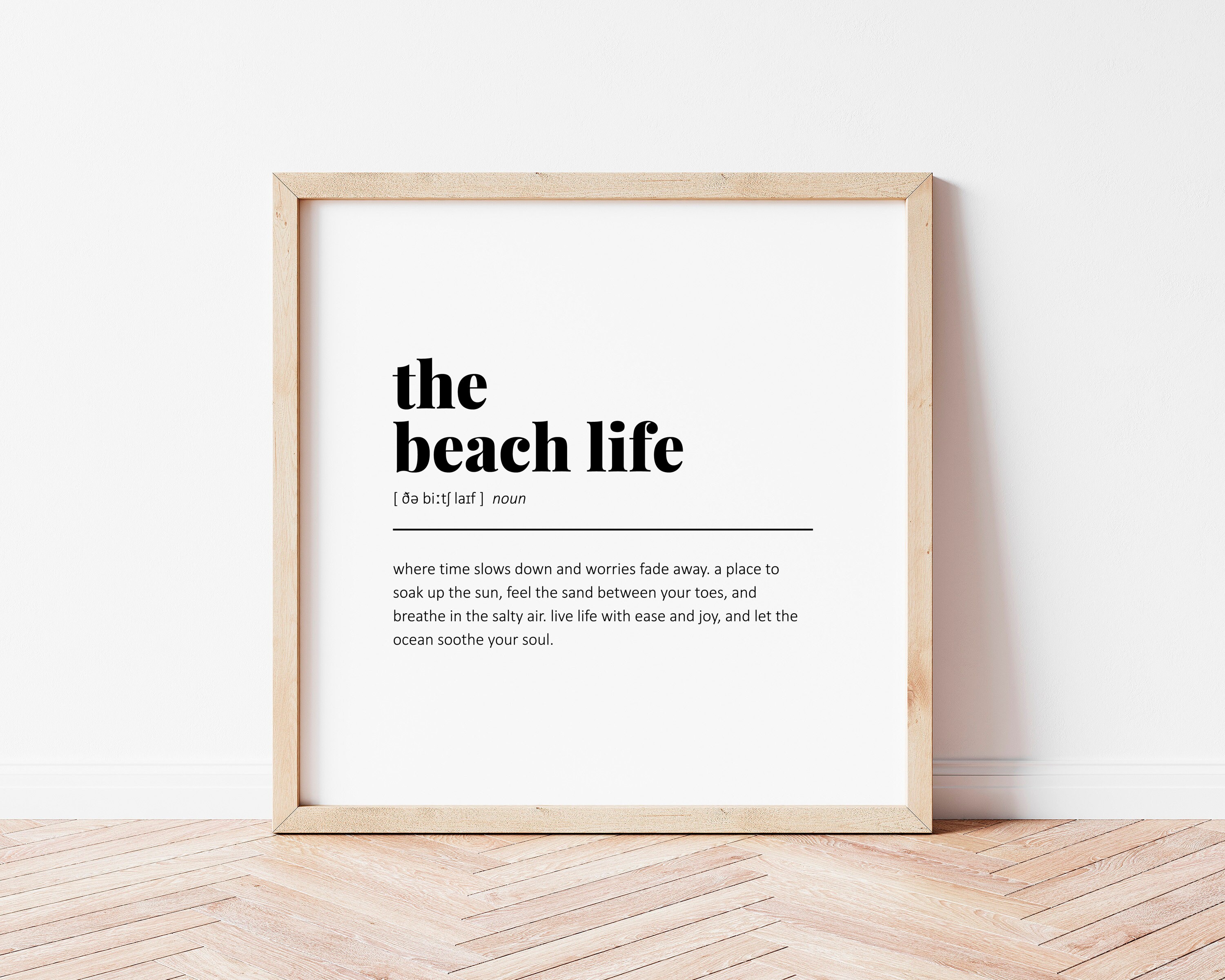 The Beach Life Definition Square Digital Art Prints Coastal Dictionary ...