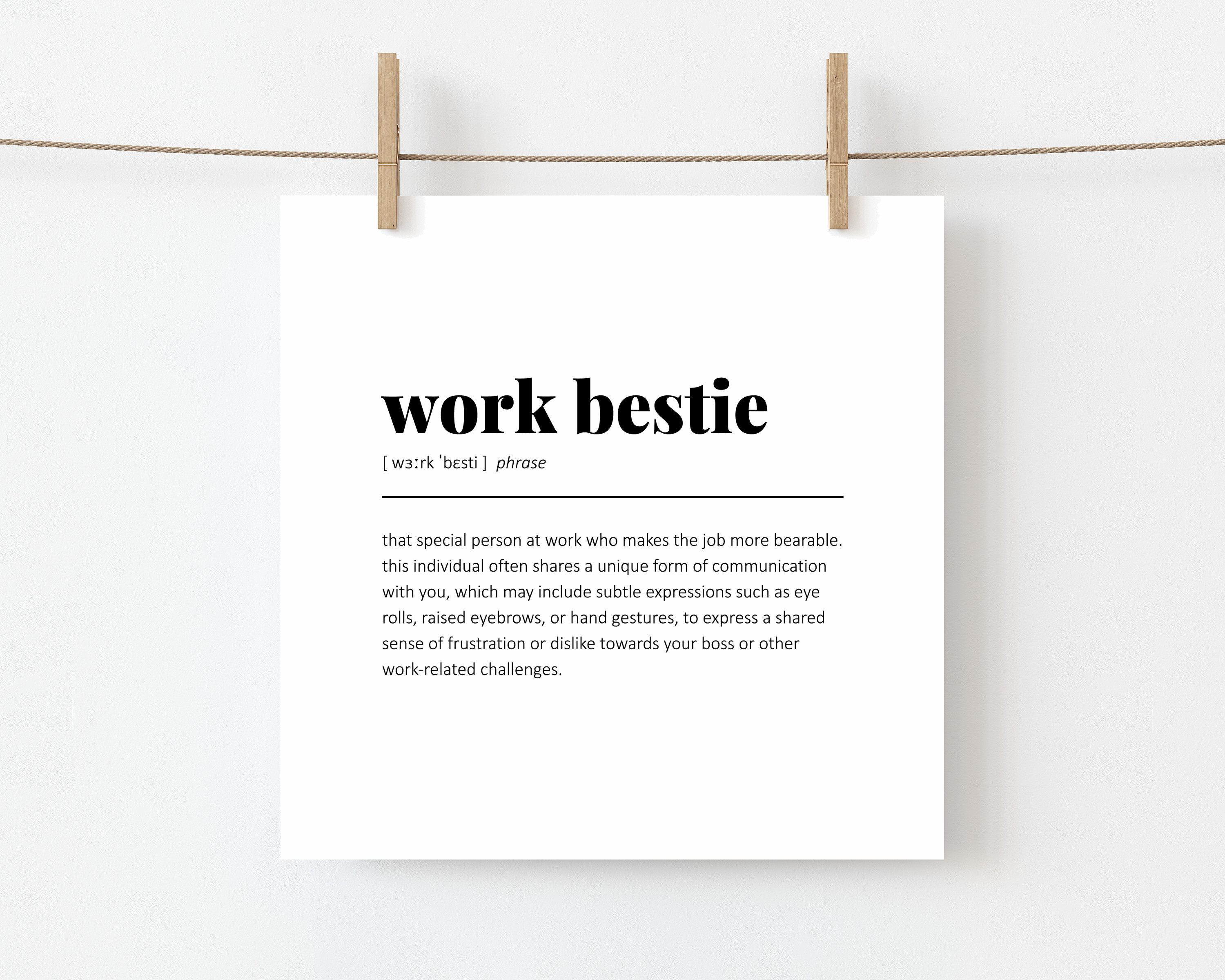 Work Bestie Digital Download Print Square Art Prints Funny Office ...