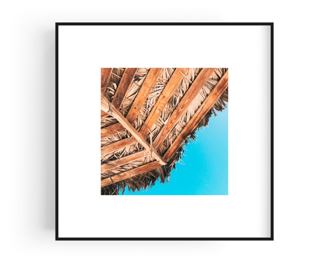 Blue Sky Chill Square Prints 1:1 Art Exotic Umbrella Relaxation Vibes ...